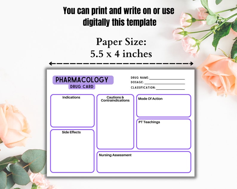 Pharmacology Drug Card Template | Nursing Pharmacology | Printable Drug ...