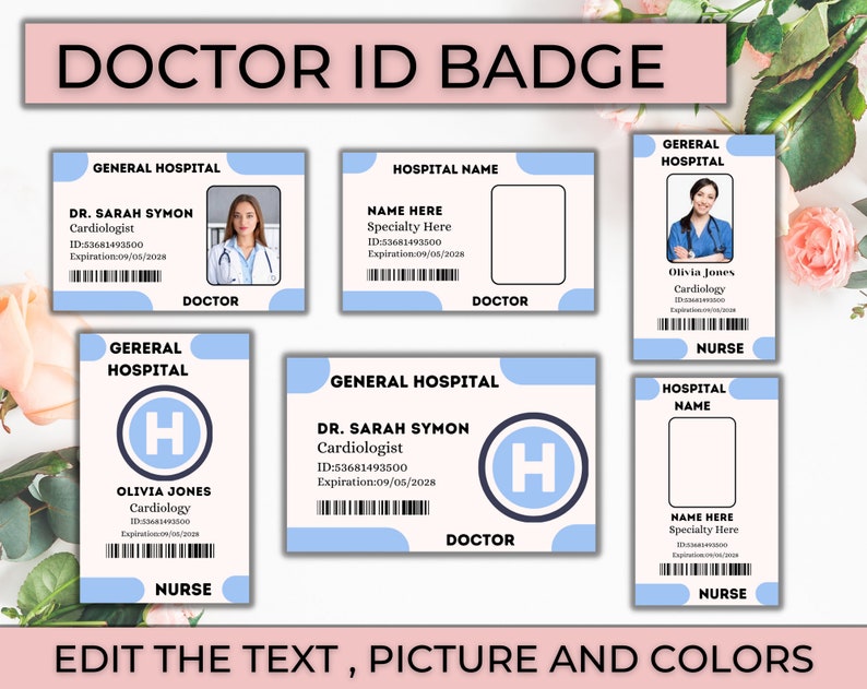 Editable Hospital Staff ID | Doctor ID Badge | Doctor Badge Id ...