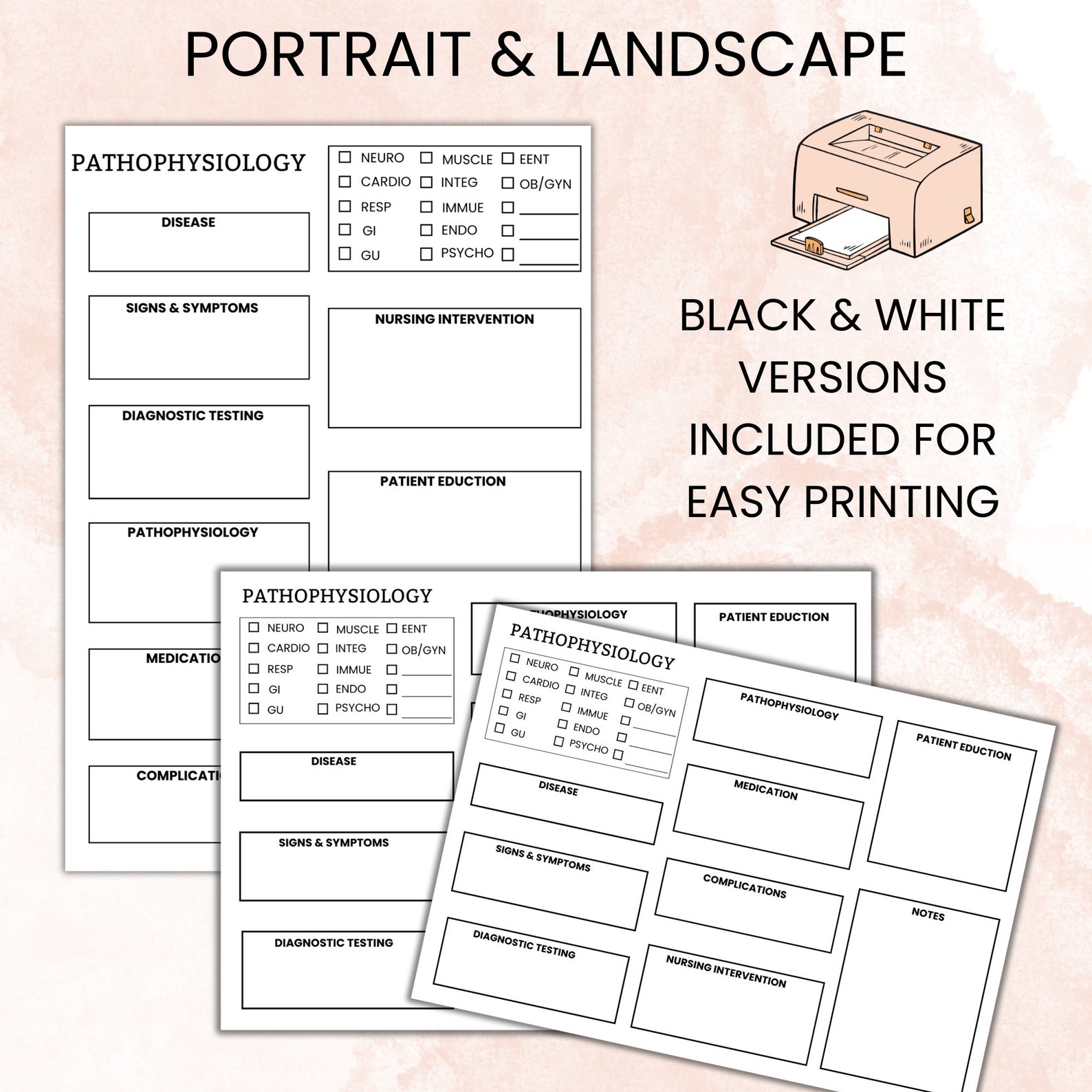 Pathophysiology Template Bundle 100+pages | Free Medical Stickers ...