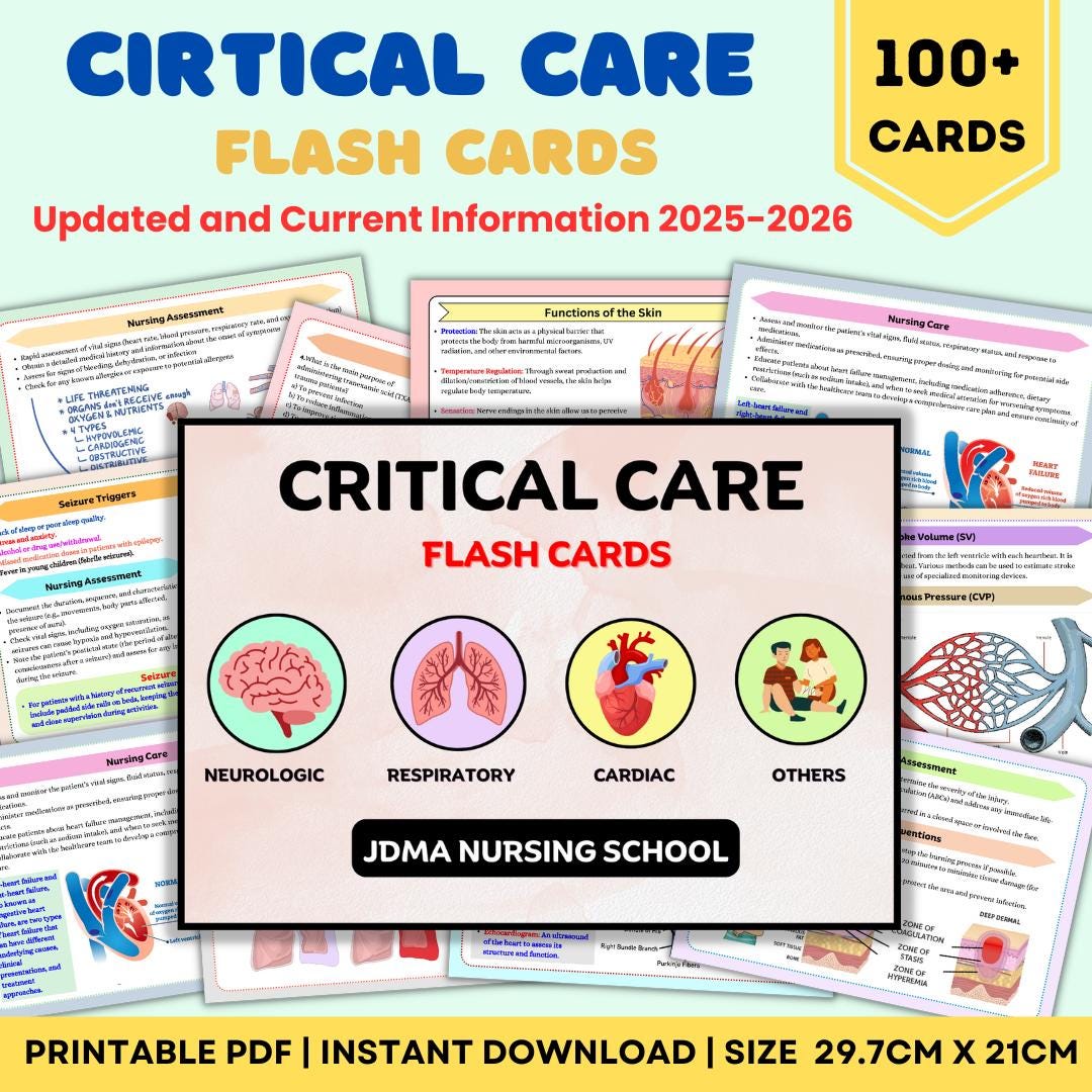 Critical Care Flash Cards | Study Guide Note | Critical Care Nurse ...
