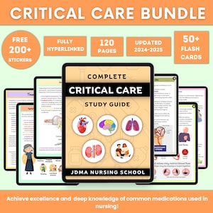 Critical Care Bundle Flashcards or Sticker & Fully Hyperlinked Study ...