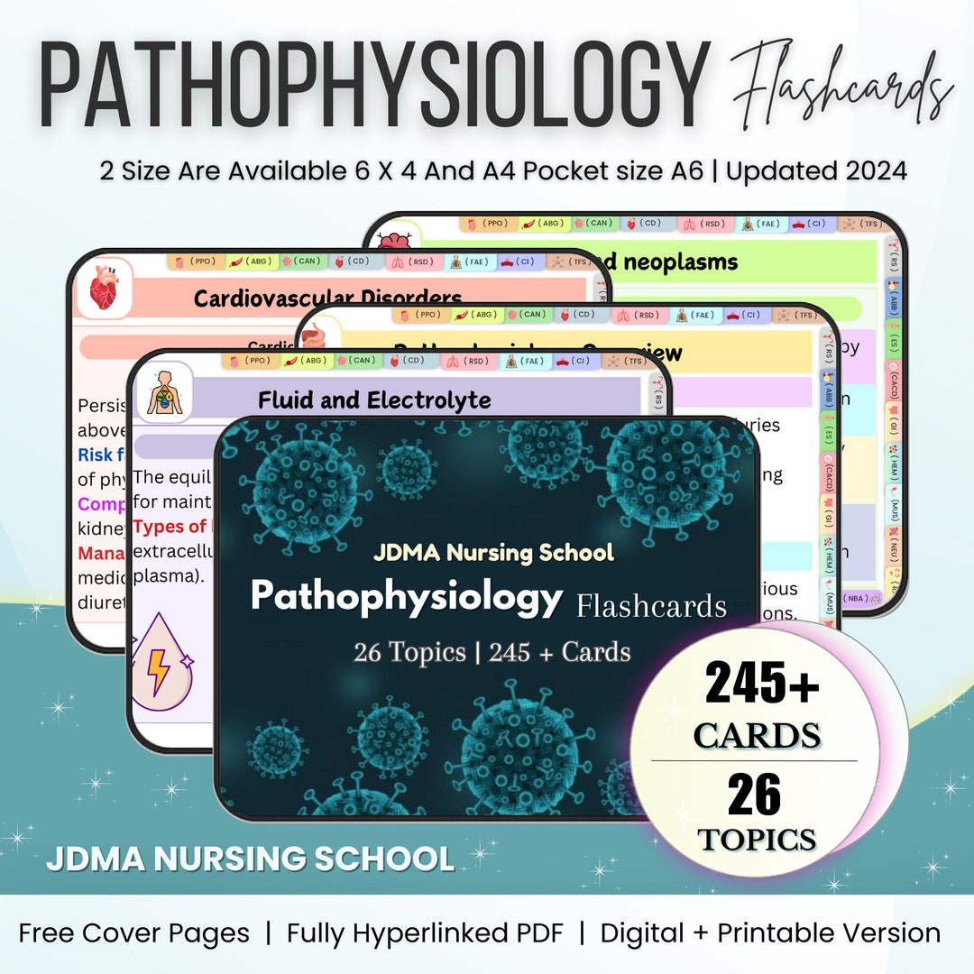 Pathophysiology Flashcard Bundle245pages Hyperlinked Free Cover Pages ...