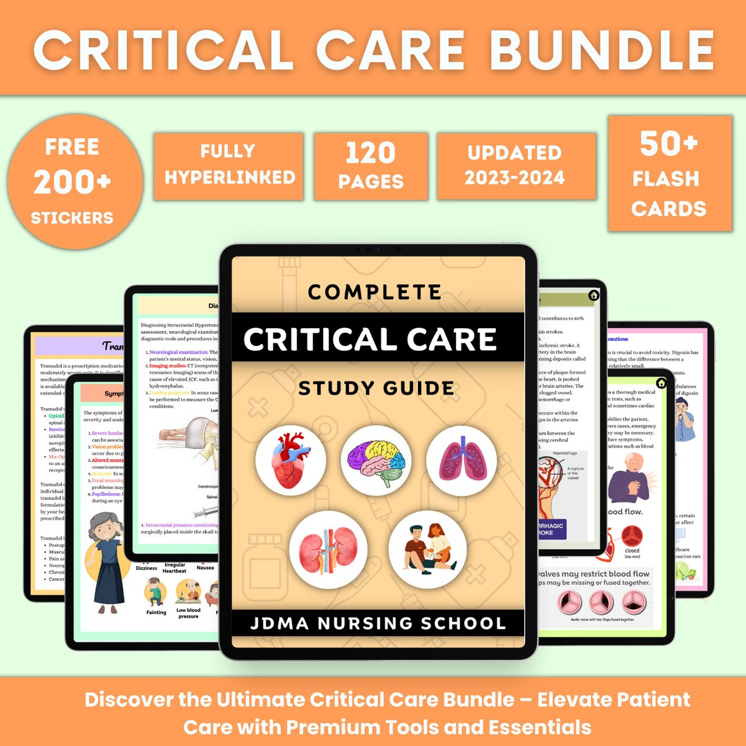Critical Care Bundle Flashcards or Sticker & Fully Hyperlinked - Etsy