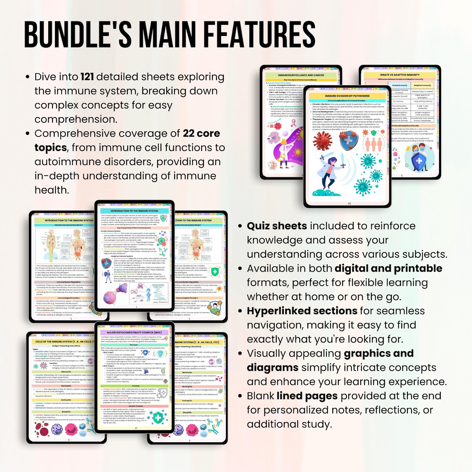 Immune System Notes Hyperlinked With Flashcards or Stickers | Nursing ...