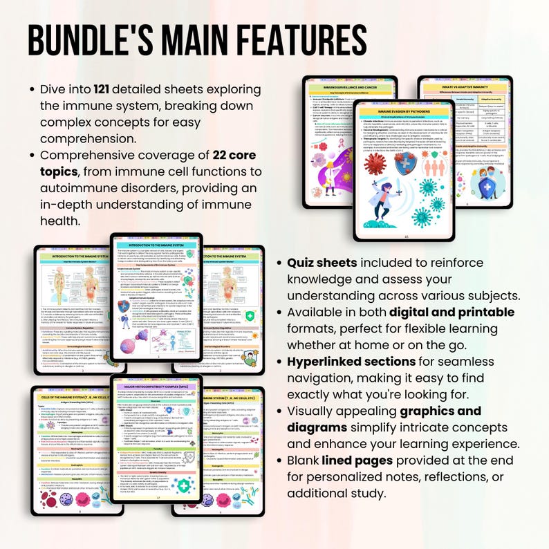 Immune System Notes Hyperlinked With Flashcards or Stickers | Nursing ...