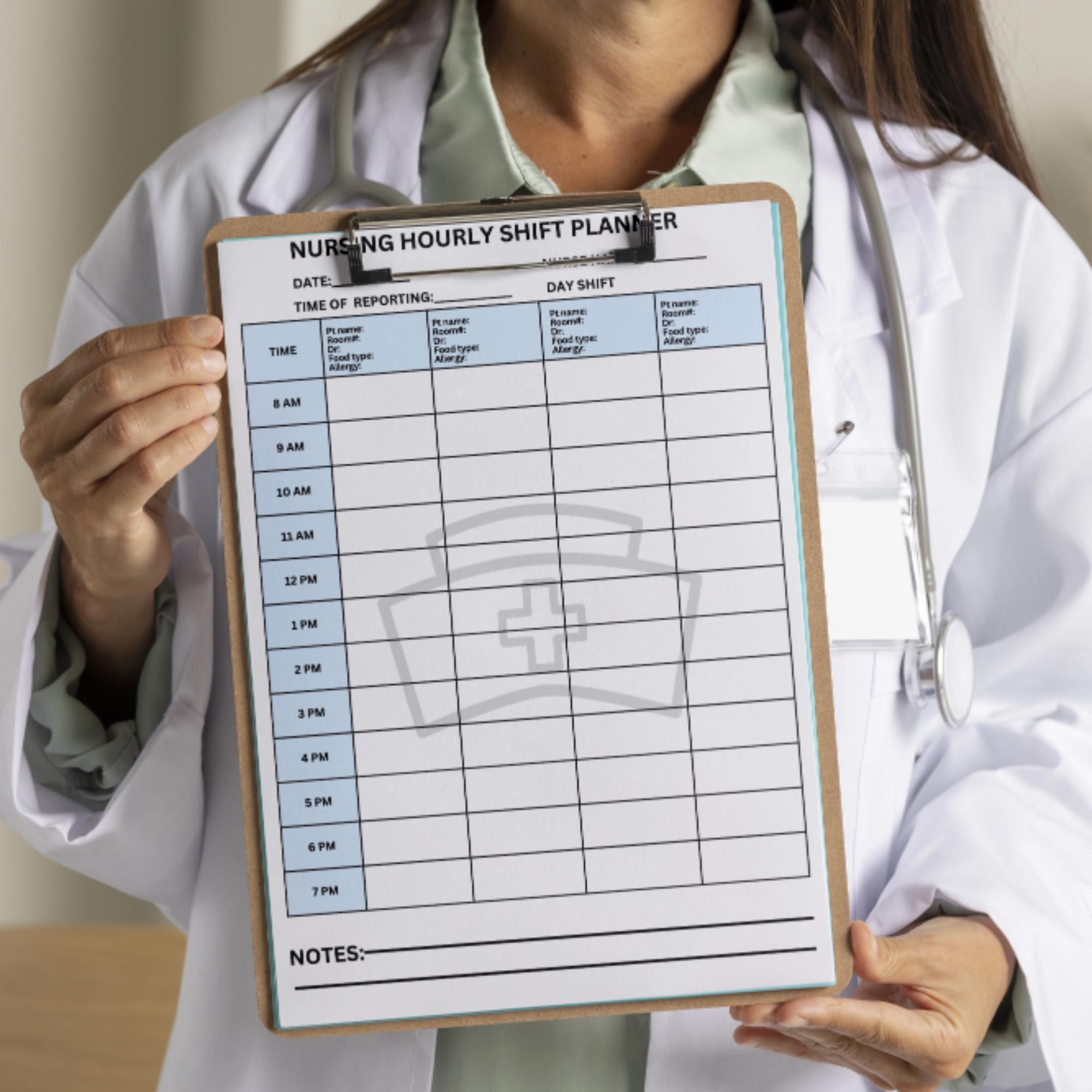 Nurse Hourly Shift Planner Editable | 4 Patient Medication | Report ...