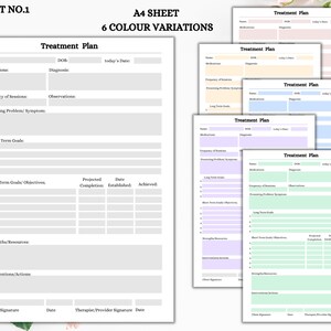 Treatment Plan Template | Client Treatment | Printable Sheet ...