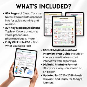 Medical Assistant Notes & Cheat sheet bundle, 20+ Topics, Medical ...