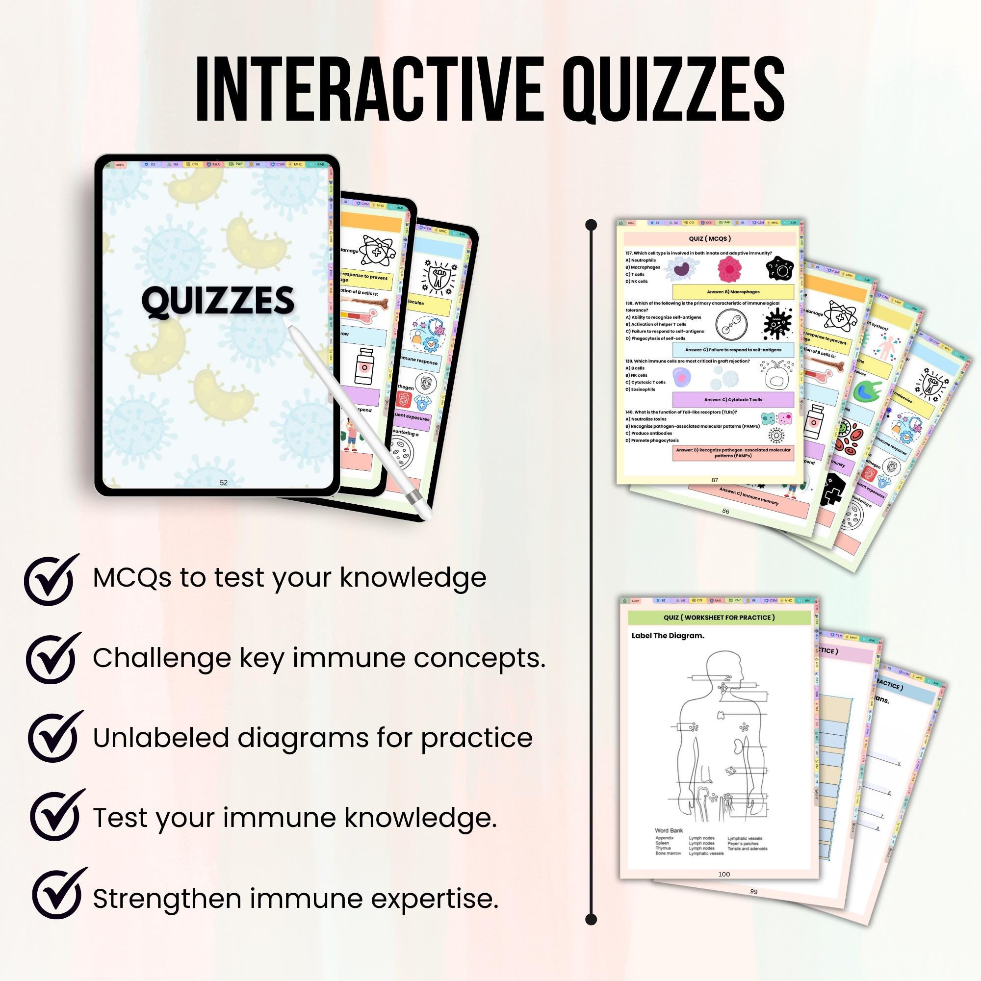 Immune System Notes Hyperlinked With Flashcards or Stickers | Nursing ...