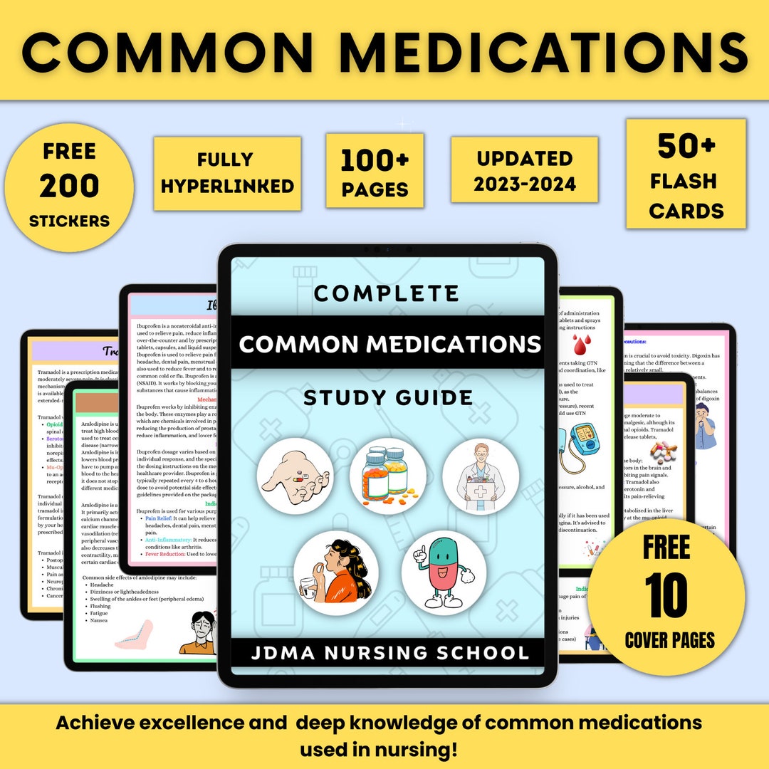 Common Medications Bundle Flashcards and Stickers Medication ...