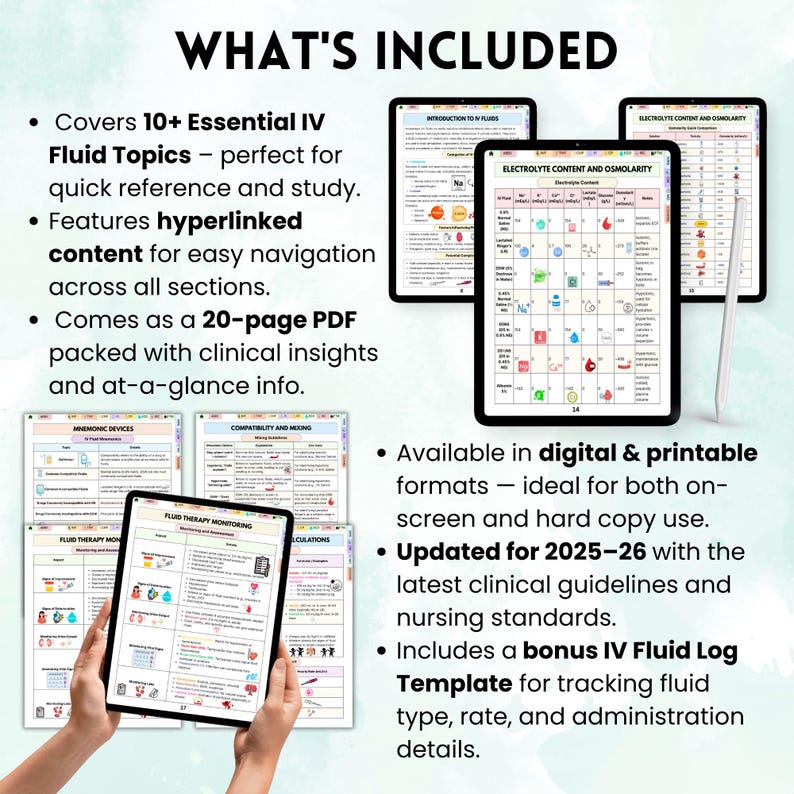 IV Fluids Cheat Sheets, 10+ Topics, Bonus Template, IV Therapy Guide ...