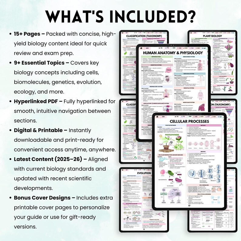 Biology Quick Study Reference Guide, Study Aid for Students, Science ...