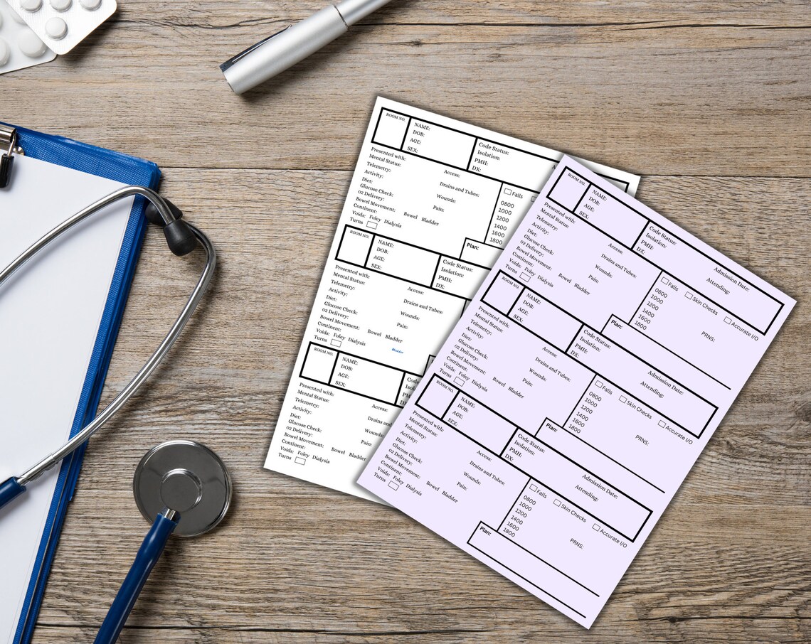 Telemetry Nurse Report Sheet Printable Sheets 10 Colours - Etsy