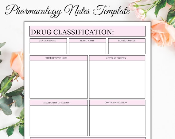 Pharmacology Note Drug Sheet Printable Sheet Nursing - Etsy Singapore