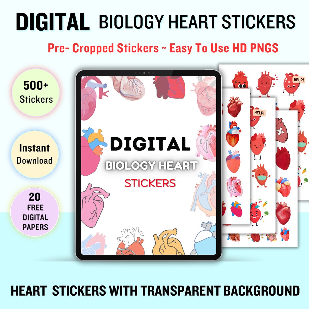 Digital Biology Heart Stickers 500+ | Pre-cropped Stickers | Free ...