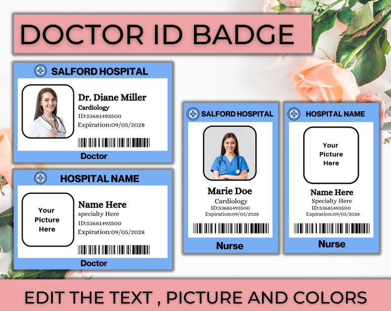 Doctor ID Badge | Editable Hospital Staff ID | Doctor Badge Id ...