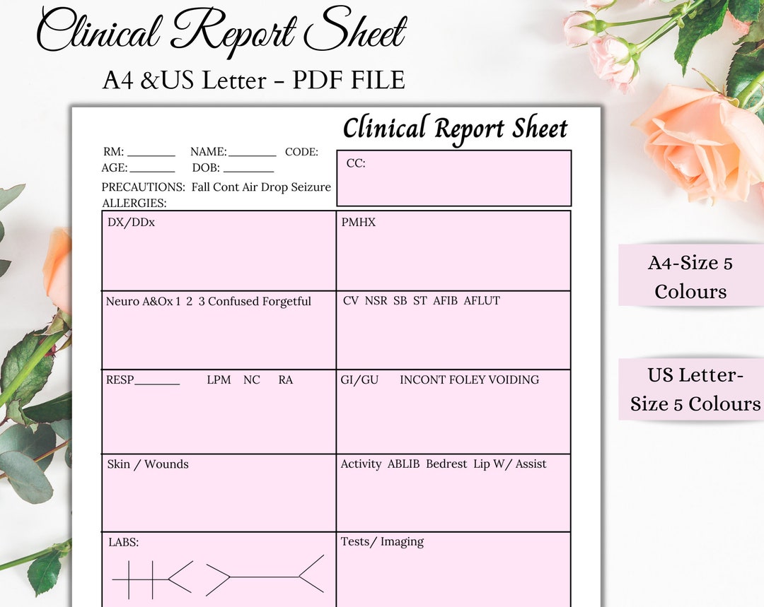 Clinical Report Sheet | Clinical Nurse | Printable Sheets | Clinical ...