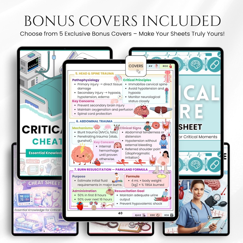 Critical Care Nursing Cheat Sheet | ICU Quick Reference | Nursing Study ...
