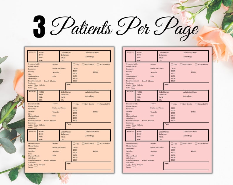 Telemetry Nurse Report Sheet | Printable Sheets | 10 Colours | Digital ...