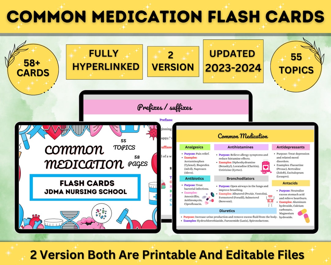 Common Medications Flashcards Fully Hyperlinked Medication ...