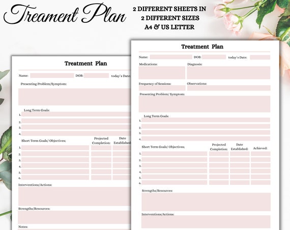Treatment Plan Template Client Treatment Printable Sheet - Etsy Ireland