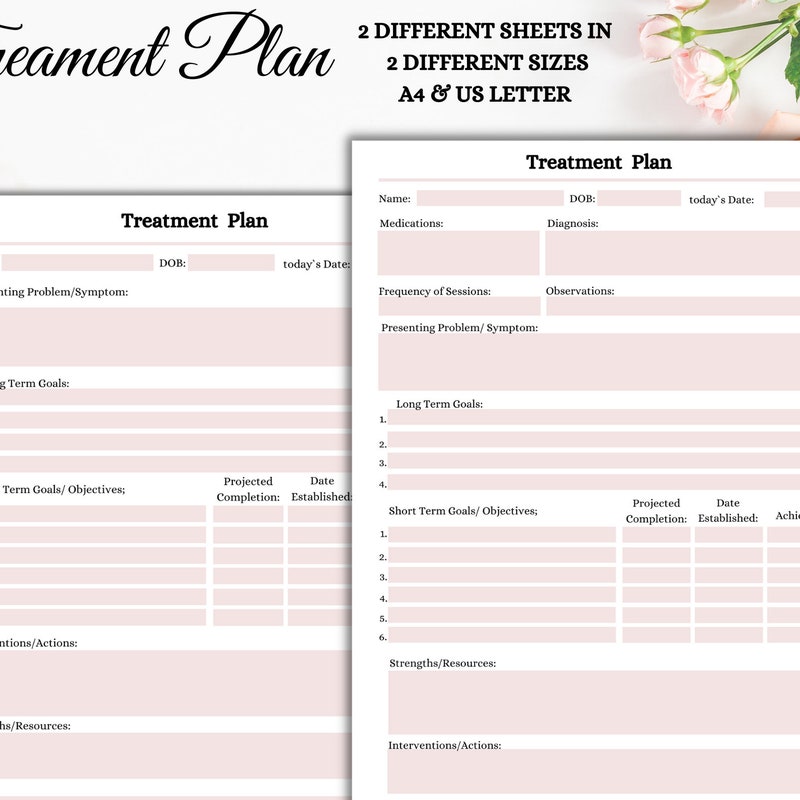 Treatment Planning Worksheet - Etsy
