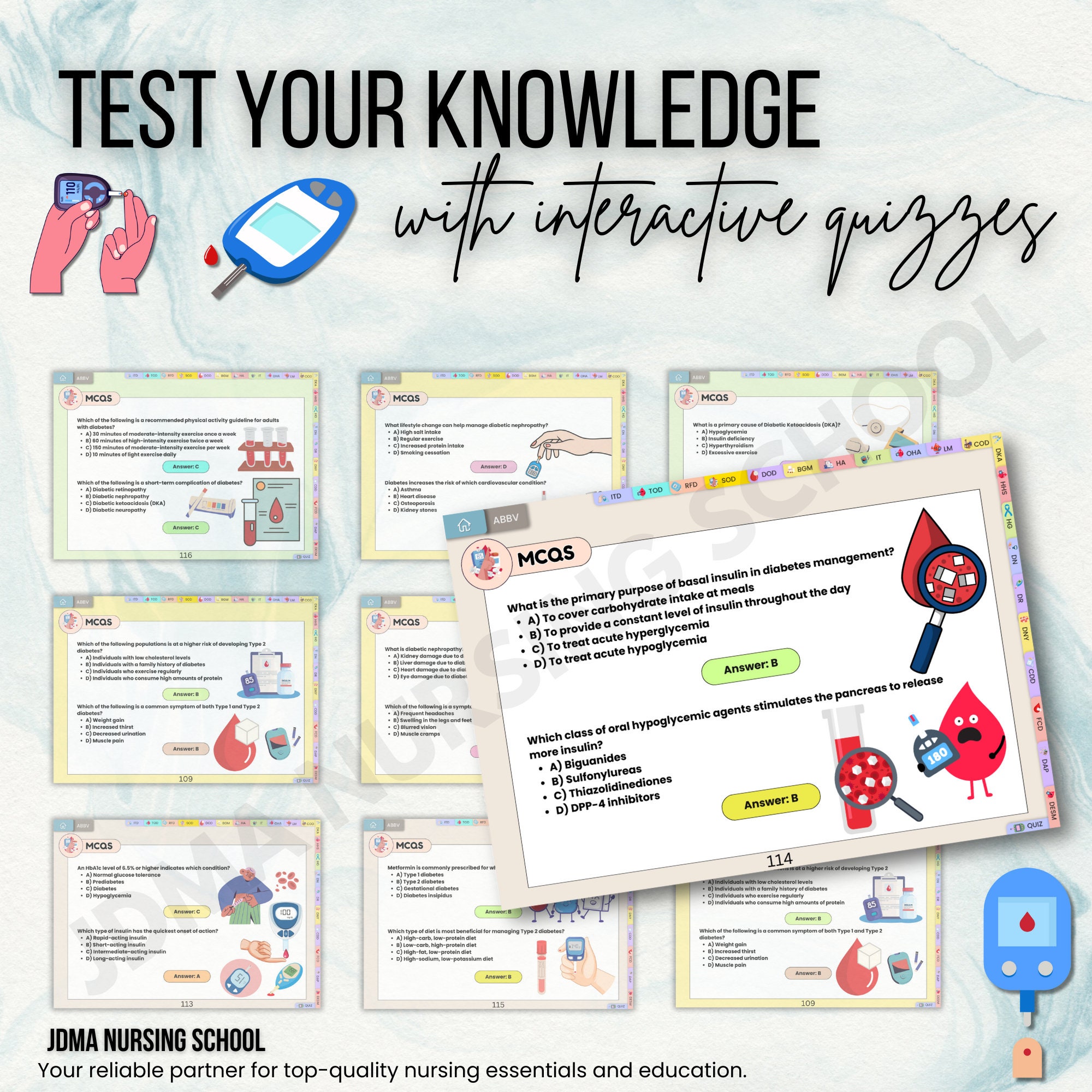 Diabete Flashcard Bundle With Quiz | UPDATED 2025-26 | Nursing Study ...