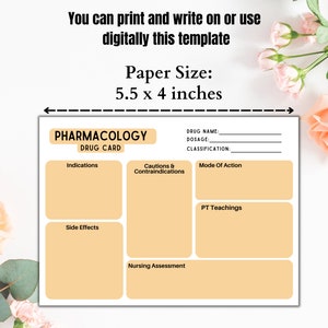 Pharmacology Drug Card Template Nursing Pharmacology Printable Drug ...
