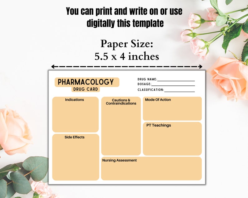 Pharmacology Drug Card Template Nursing Pharmacology - Etsy