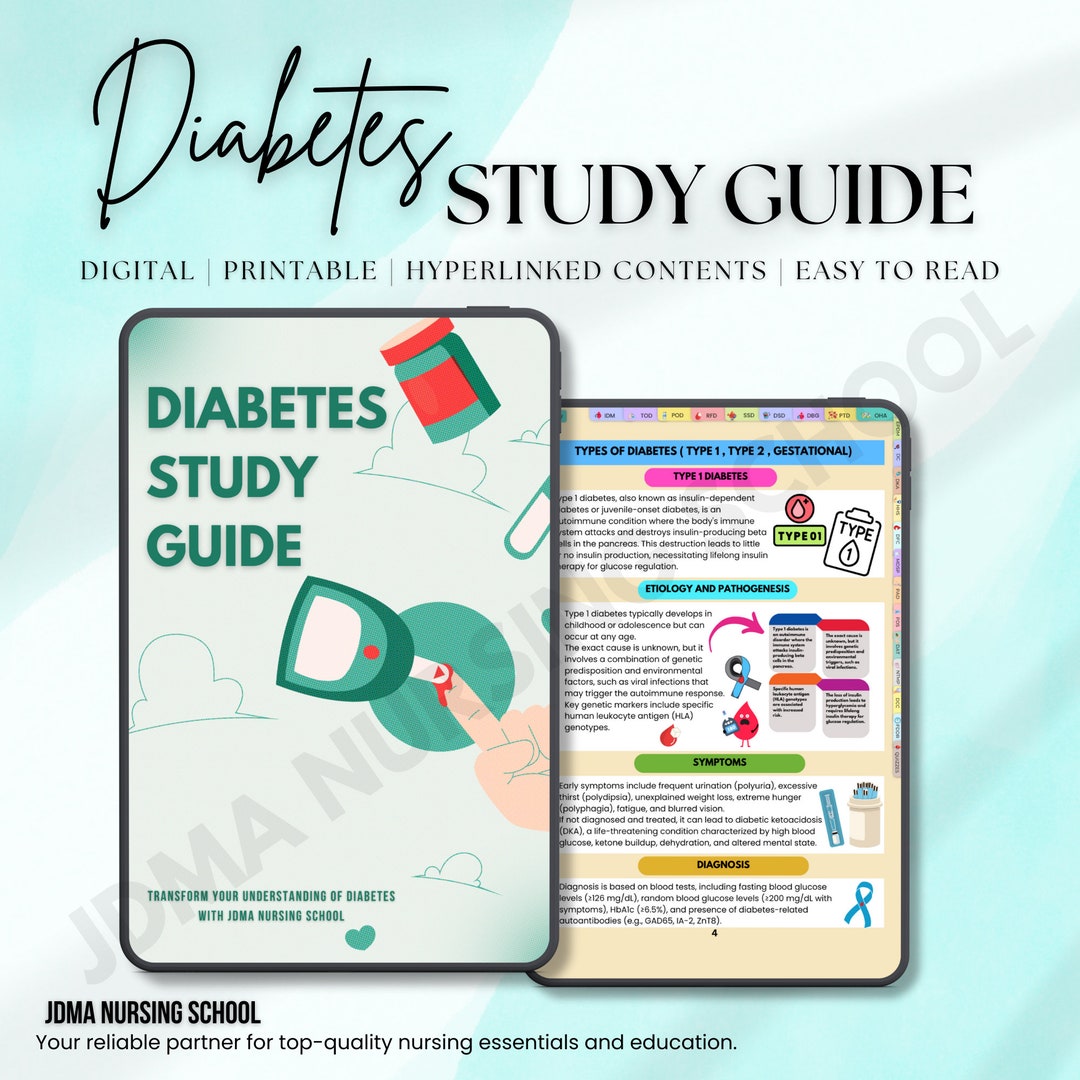 Diabetes Study Guide Bundle With Flashcard, Sticker, Svg's, Quizz ...