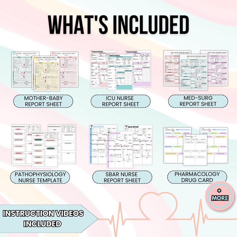 130+ Nurse Report Sheets Mega Bundle, Med Surg, ICU, Pharmacology ...