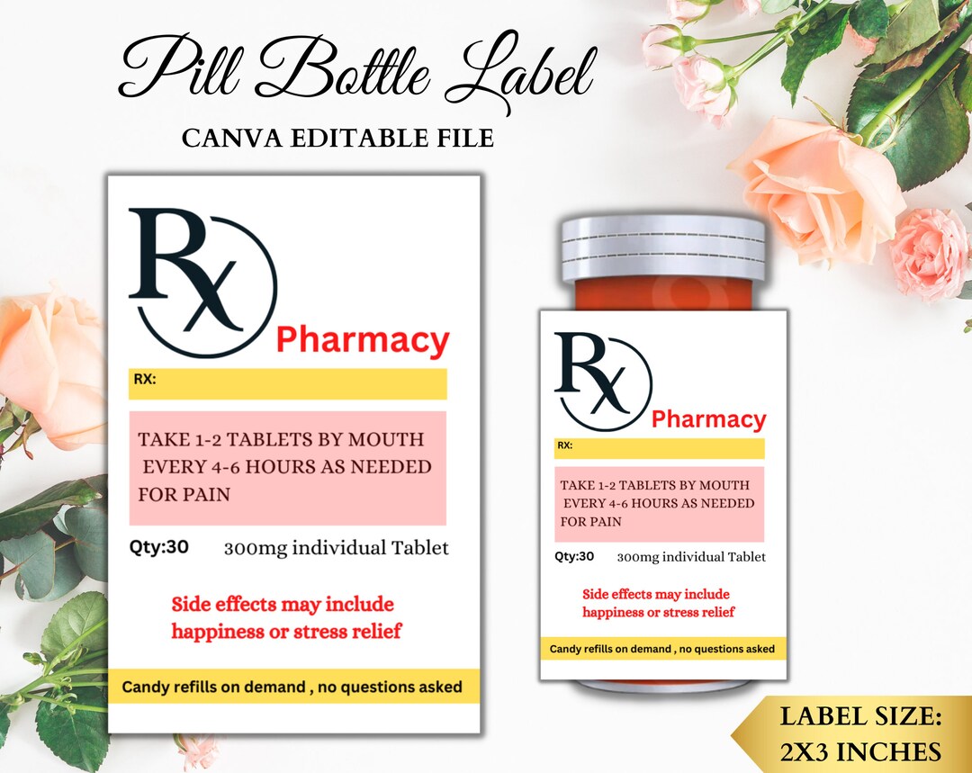 Pill Bottle Label Chill Pill Bottle Label Nurse Party Favors Pill ...