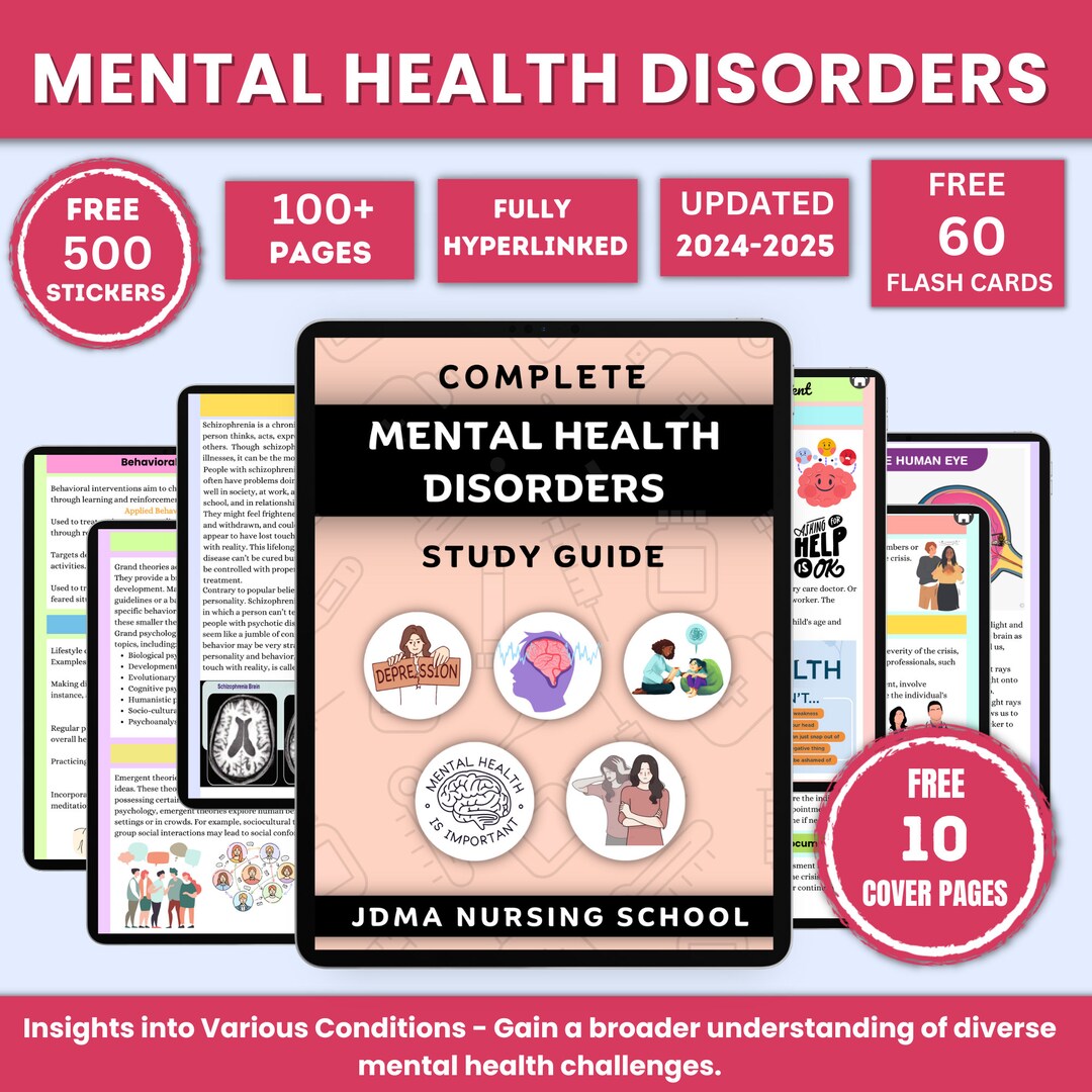Mental Health Disorder Bundle With Flashcards or Stickers Nursing Study ...