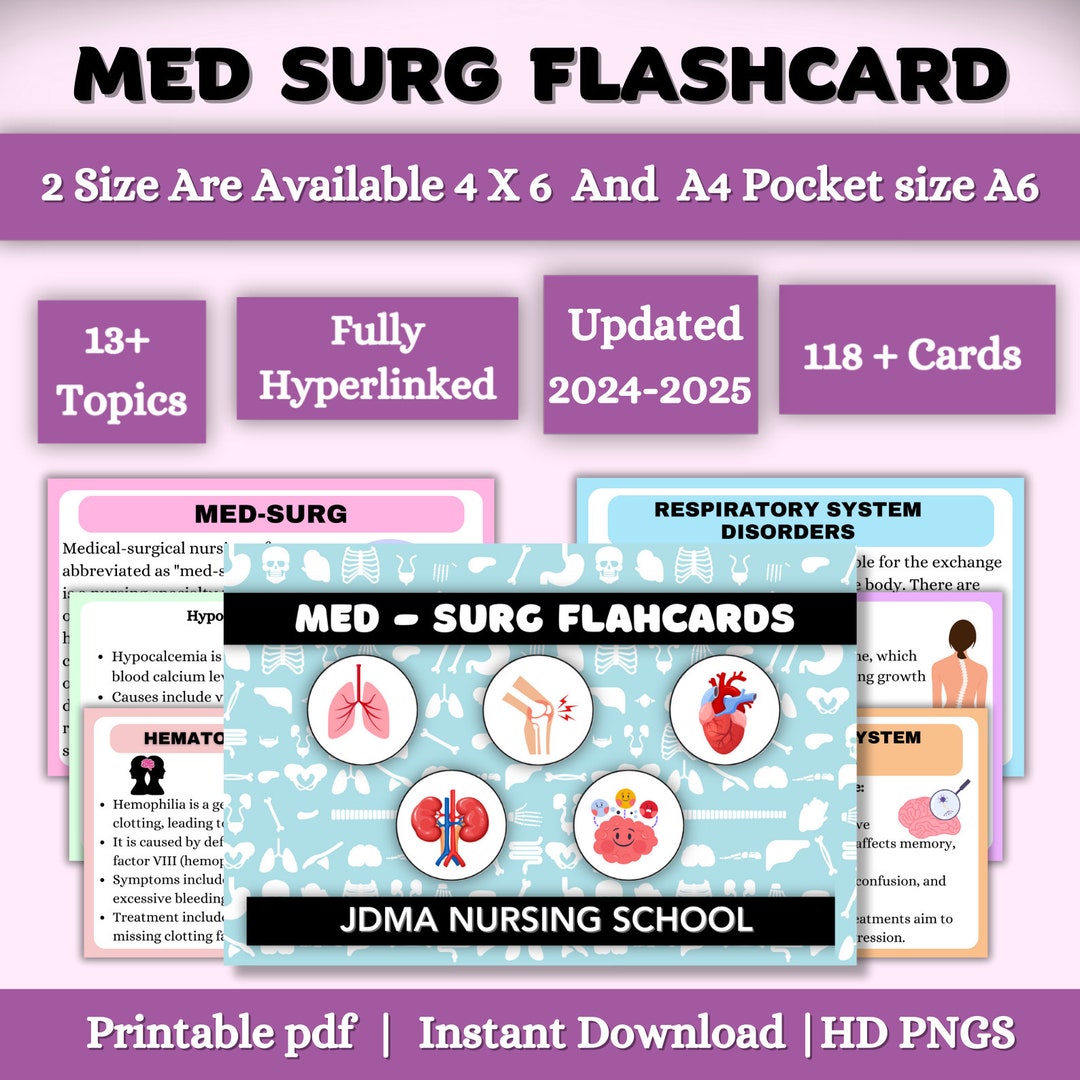 Med-surg Flash Card With Hyperlinked 118flashcard Med-surg Study Note ...