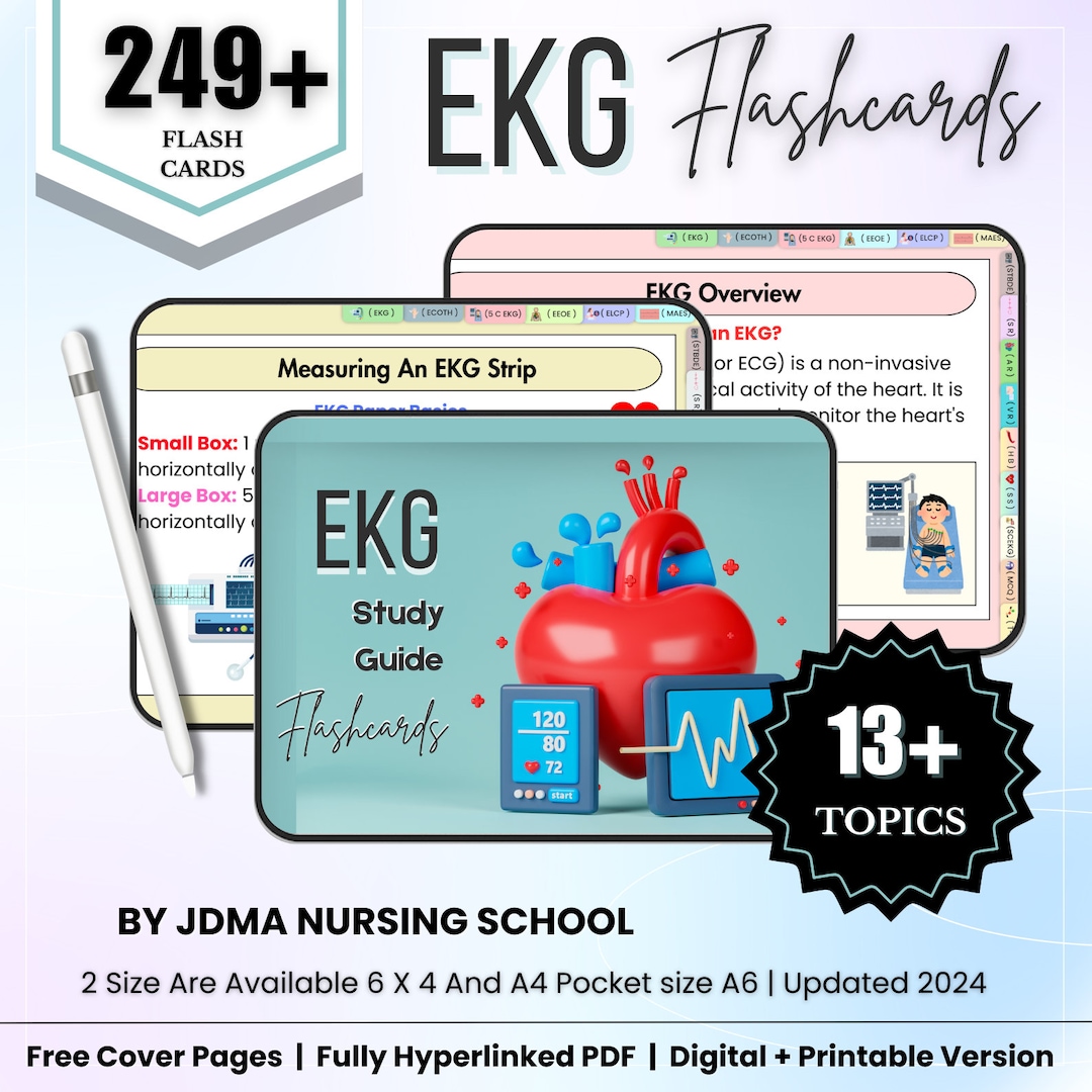 EKG Flashcards 249+ With Hyperlinked | Medical Nursing Study | Cardiac ...