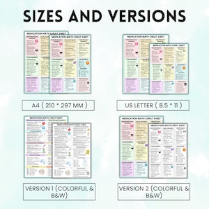 Medication Math Cheat Sheet, Bonus Medication Log, Updated 2025-26 ...