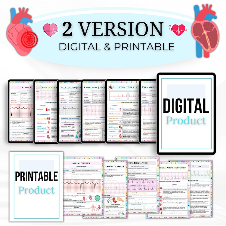 75+ ECG Rhythm & Arrhythmias Cheat Sheet, ECG Study Guide, Nursing ...