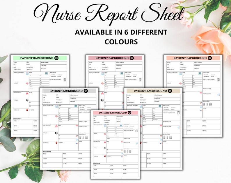 Nurse Sheet Report Instant Download Nurse Reporting - Etsy