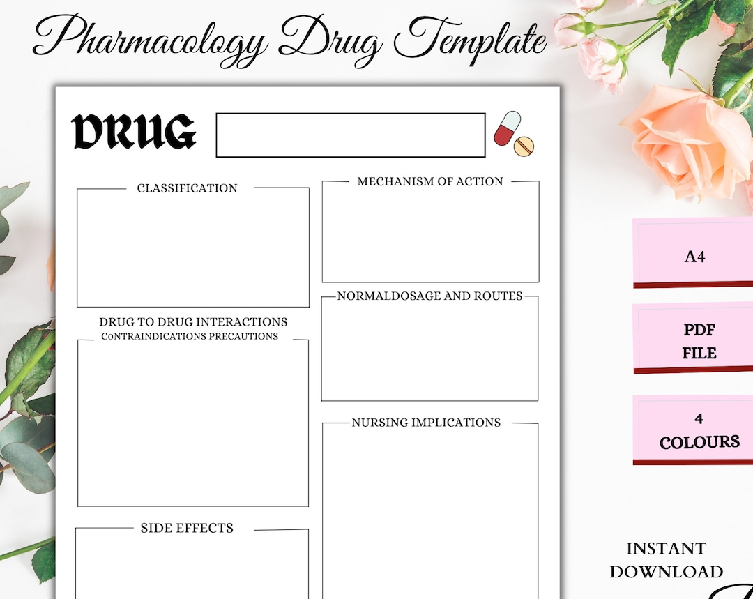 Pharmacology Drug | Printable Template | Nursing Pharmacology | Pharma ...