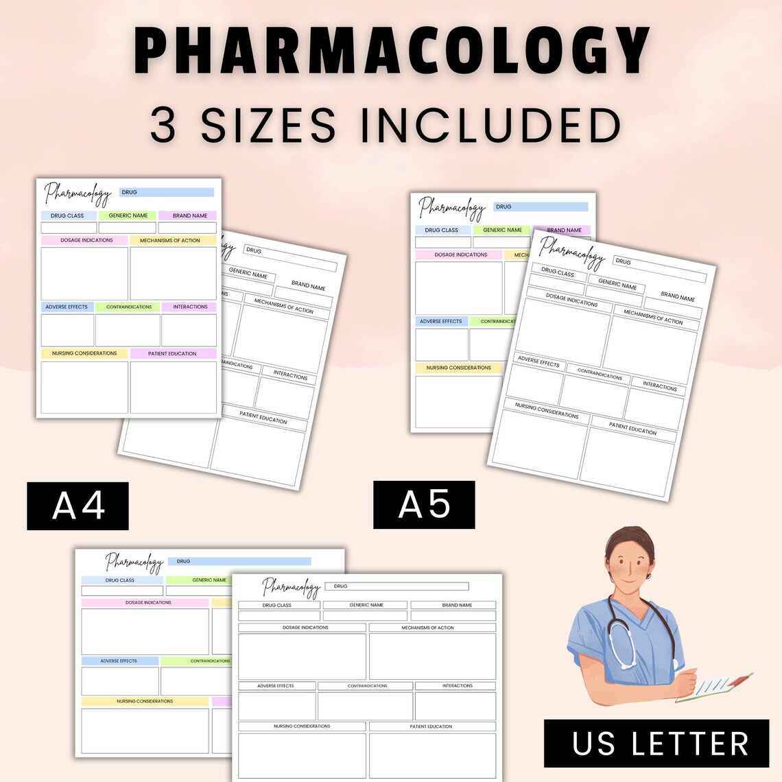 Pharmacology Drug Card Template | Printable & Editable Cards | Drug ...