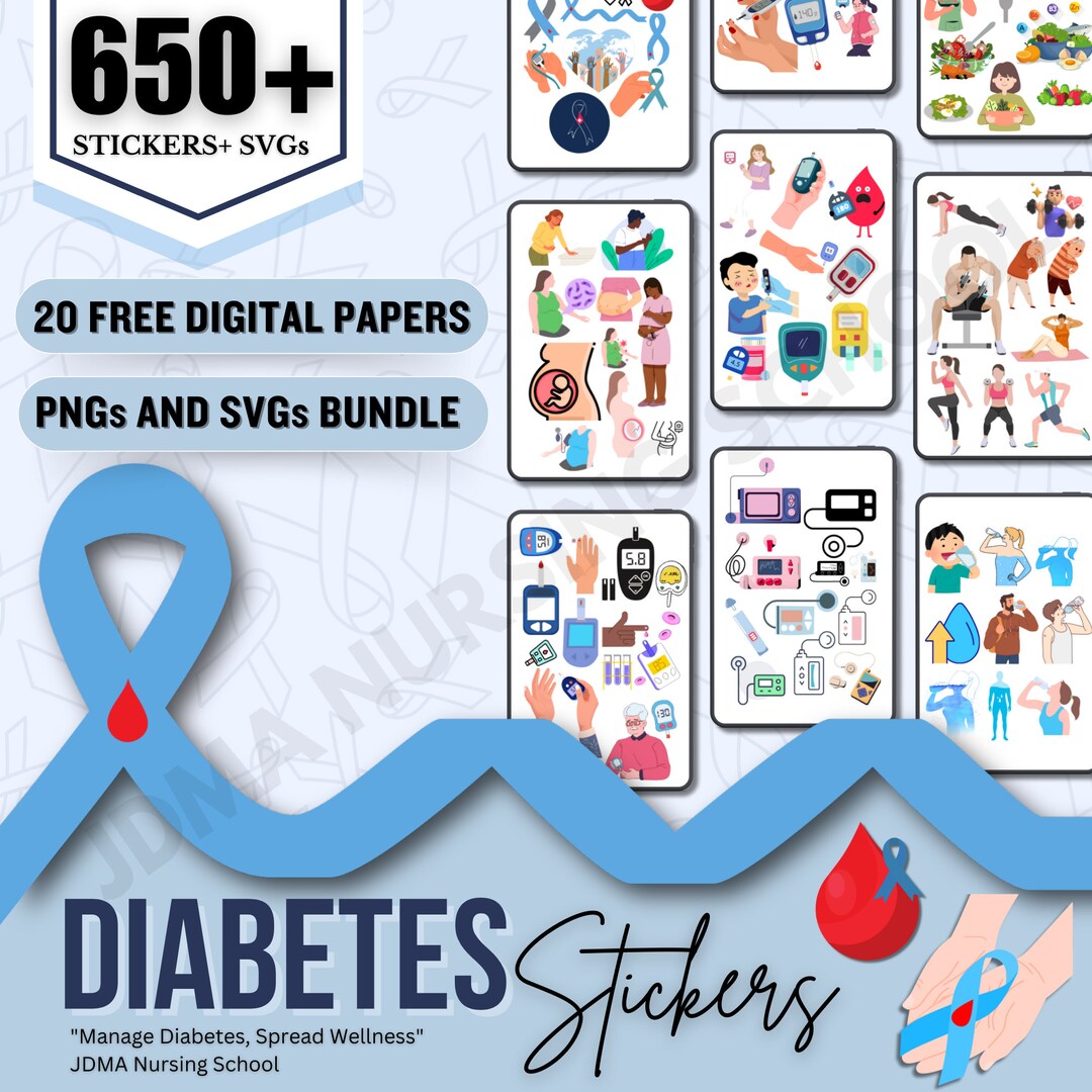 Diabete Stickers Bundle With Svg's UPDATED 2024-25 Nursing Study Note ...