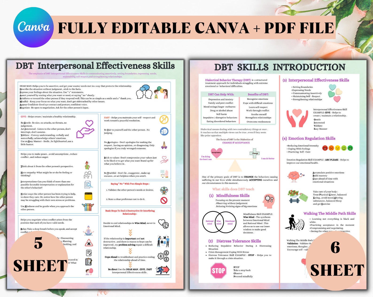 DBT Coping Skill Cards DBT Cards Printable Cards DBT - Etsy