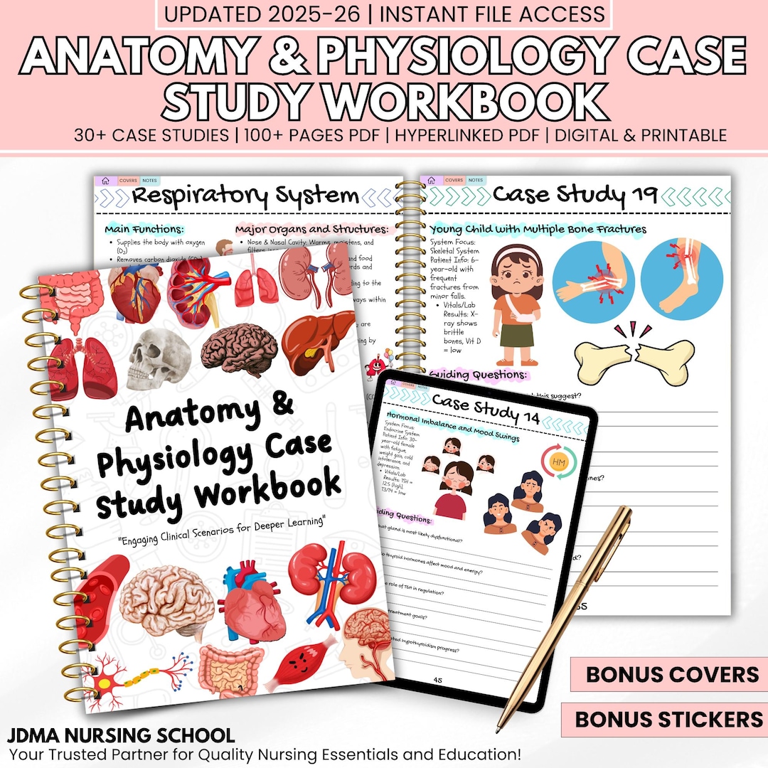 Anatomy & Physiology Case Study Workbook, 100+ Pages Medical Study ...