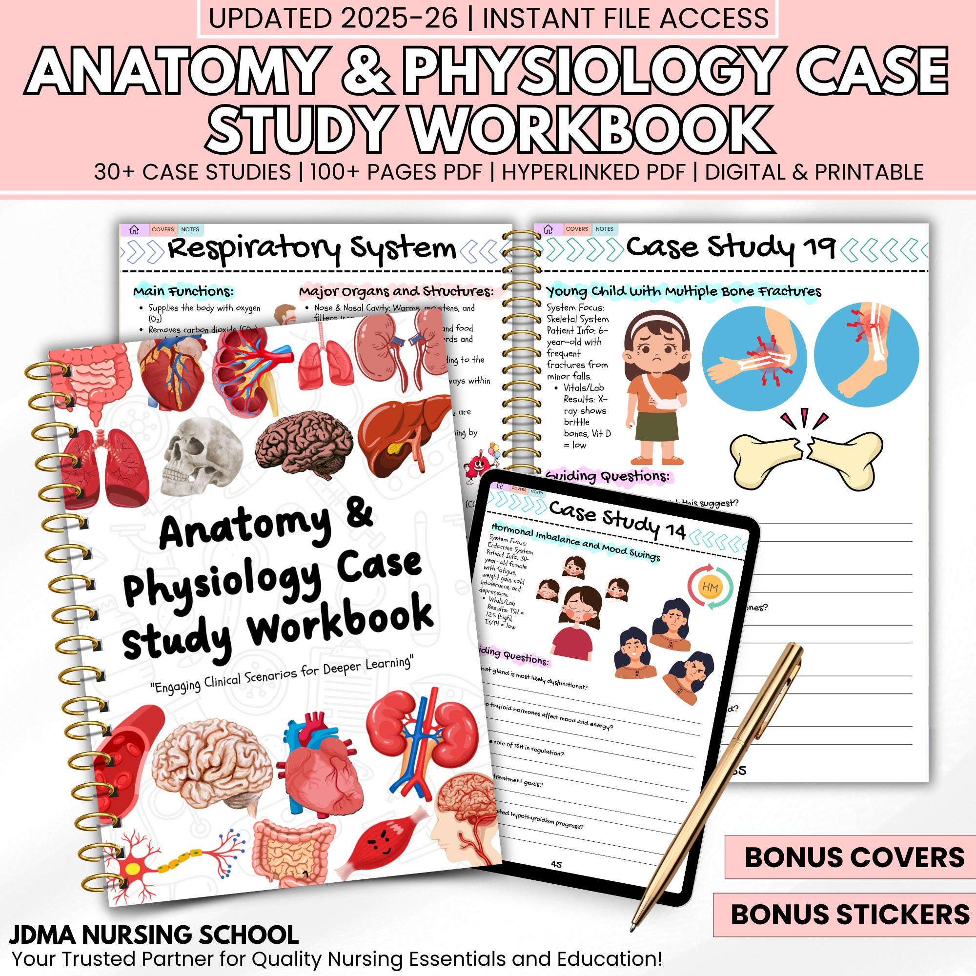Anatomy & Physiology Case Study Workbook, 100+ Pages Medical Study ...