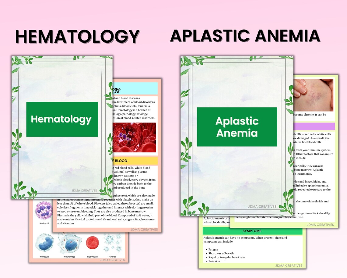 Hematology Disorders | Nursing Notes | 35 Pages Bundle | Nursing Study ...