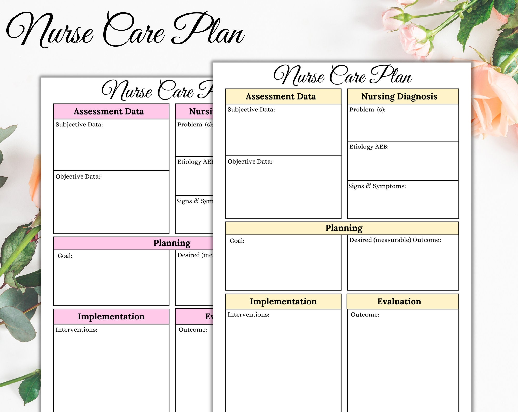 Nurse Care Plan | Nursing Notes | Printable Sheet | Care Plan Template ...