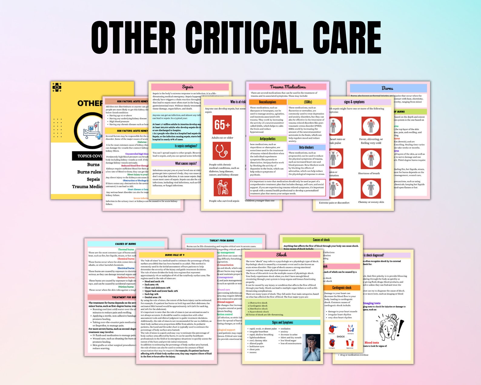 Critical Care Bundle 47 Pages | Study Guide Note | Critical Care Nurse ...