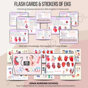 EKG Bundle Hyperlinked With Flashcards, Stickers, Quizz | Medical ...