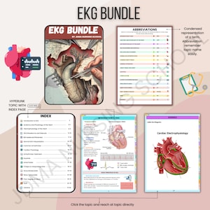 EKG Bundle Hyperlinked With Flashcards, Stickers, Quizz | Medical ...