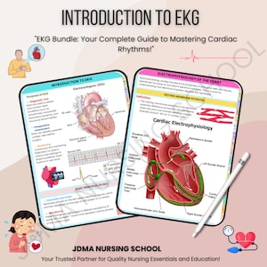 EKG Bundle Hyperlinked With Flashcards, Stickers, Quizz | Medical ...